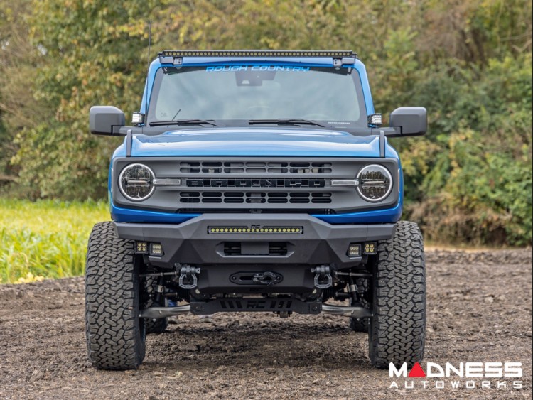 Ford Bronco Front Bumper - High Clearance - With 20" Black Series Light Bar White DRL & Black ...